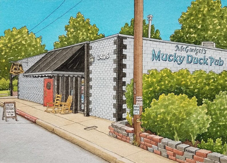 Mucky Duck. 5" X 7". Houston, Texas. Watercolor Painting. Art Print ...