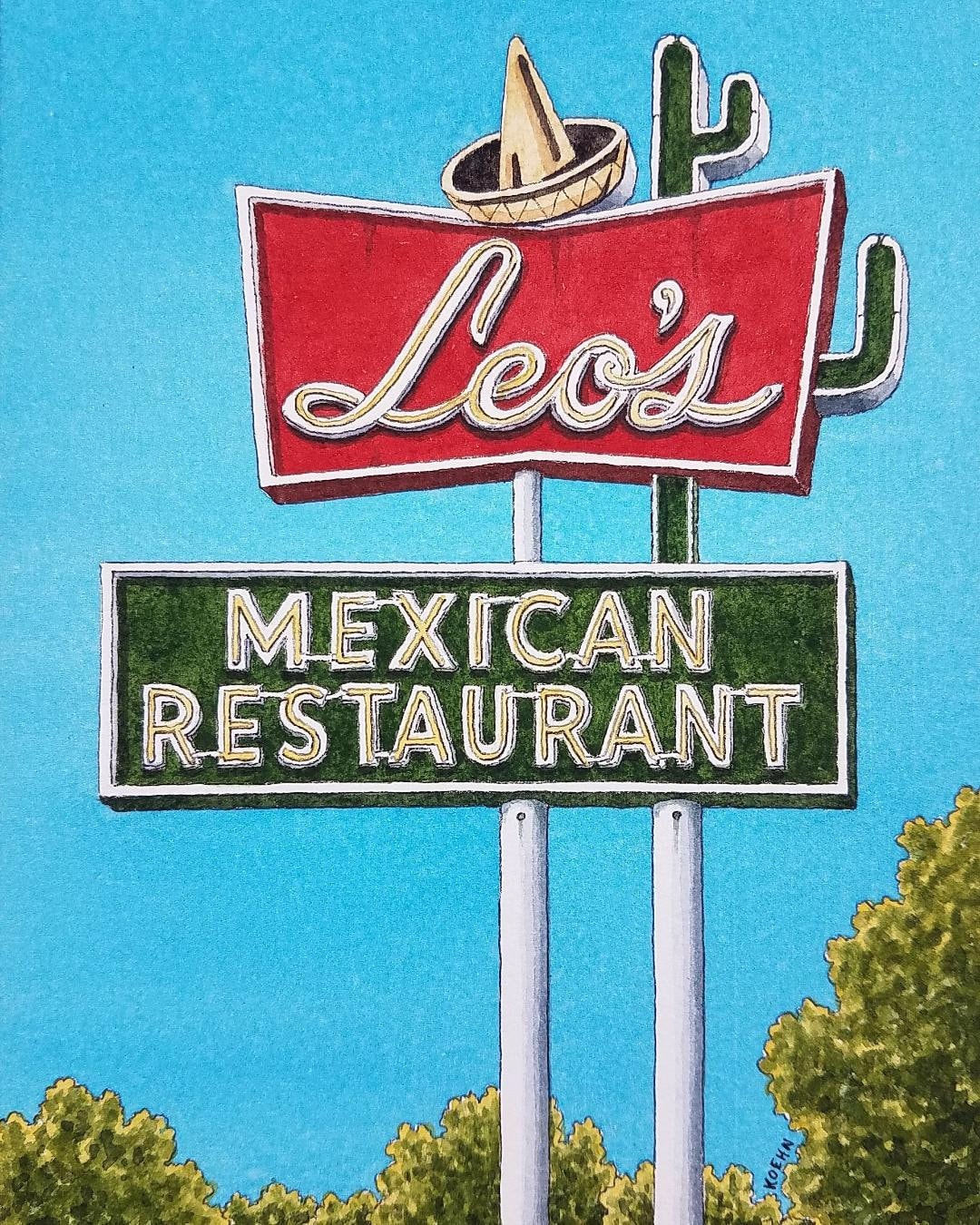 Leo's Mexican Restaurant. 8.5" X 11". Houston Texas. Watercolor ...