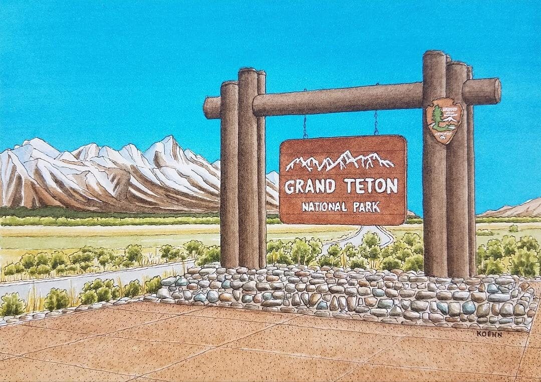 Grand Teton National Park. 8" X 10". Wyoming. Watercolor Painting. Art ...