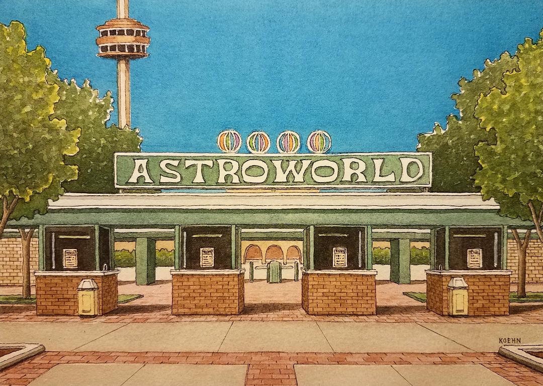 Astroworld. 8.5" X 11". Houston Texas. Watercolor Painting. Art Print ...