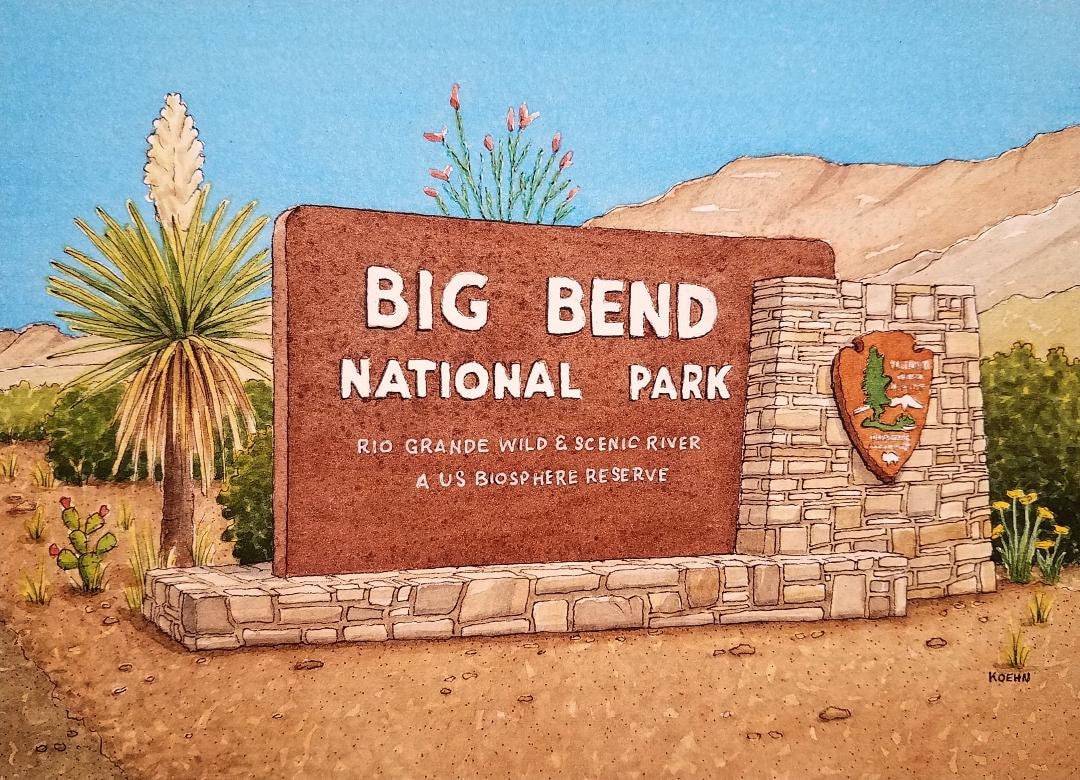 Big Bend National Park. 8.5" X 11". West Texas. Watercolor Painting ...
