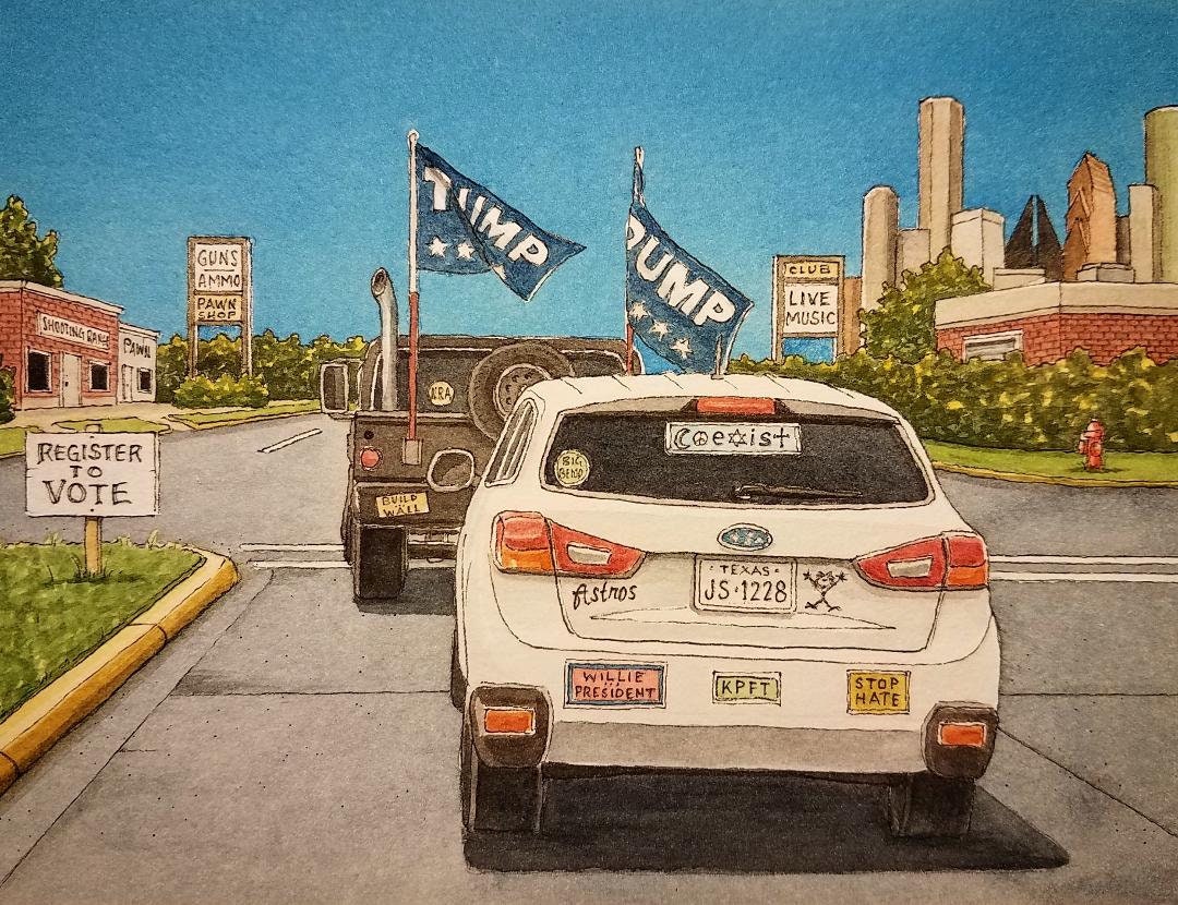 Coexist. 5" X 7". Houston Texas. Watercolor Painting. Art Prints ...