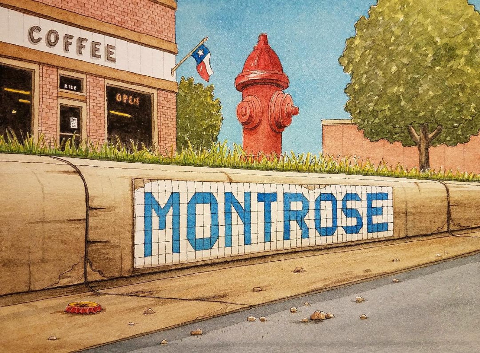 Montrose Blvd. 8.5 X 11. Houston Texas. Watercolor - Etsy