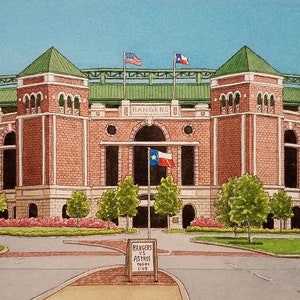 Rangers Ballpark. 8.5" X 11". Arlington Texas. Watercolor Painting. Art ...