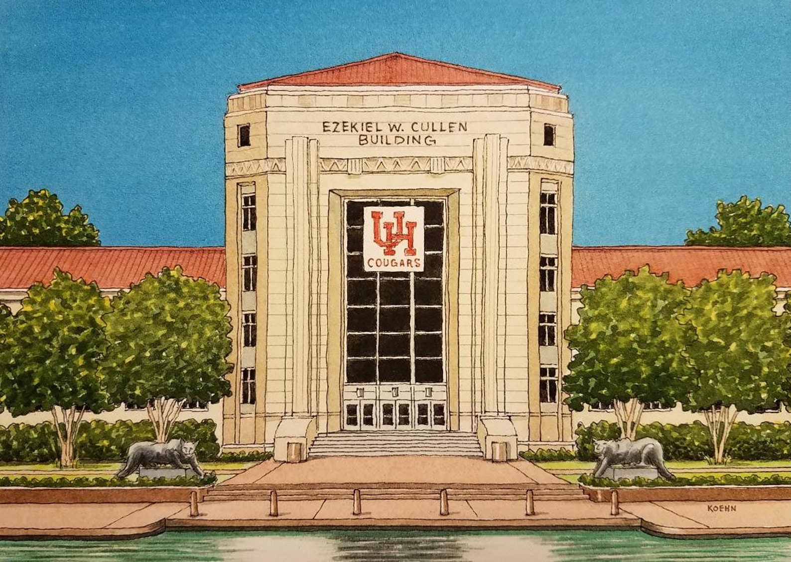 Baylor University. 5" X 7". Waco, Texas. Watercolor Painting. Art Print ...