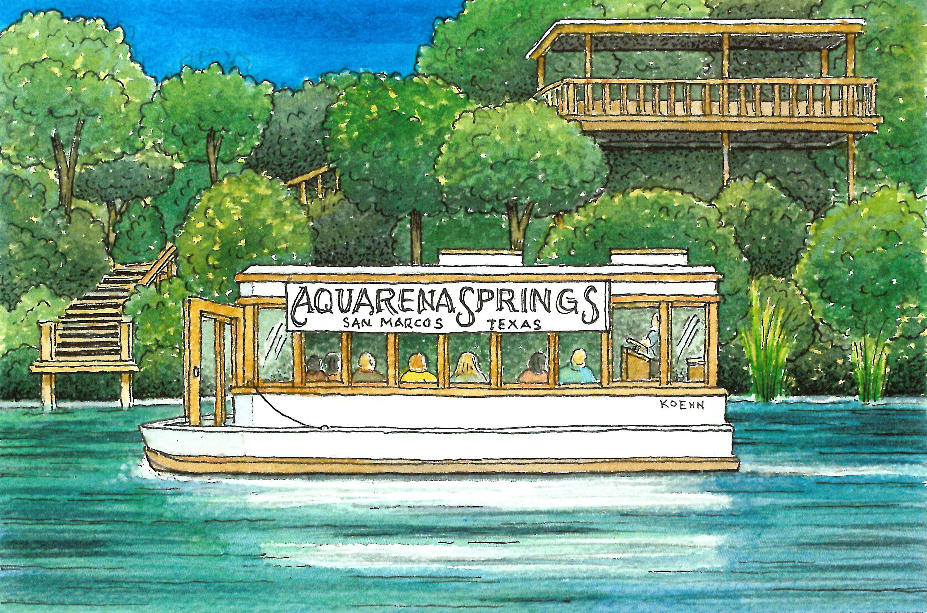 Aquarena Springs. 5" X 7". San Marcos, Texas. Watercolor Painting. Art ...