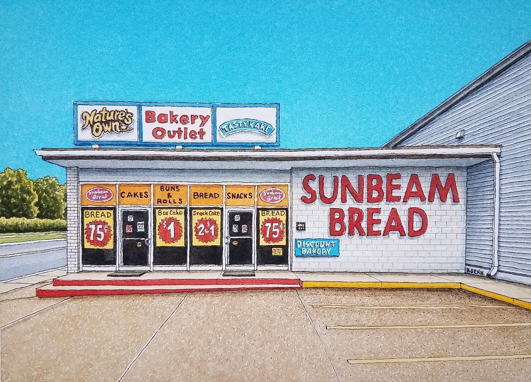 Sunbeam Bread. 8.5" X 11". Houston Texas. Watercolor Painting. Art ...