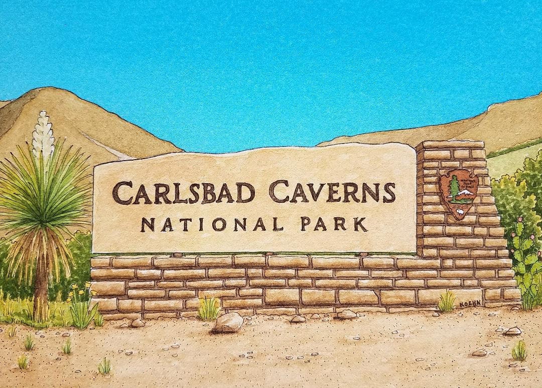Carlsbad Caverns National Park. 5" X 7". New Mexico. Watercolor ...