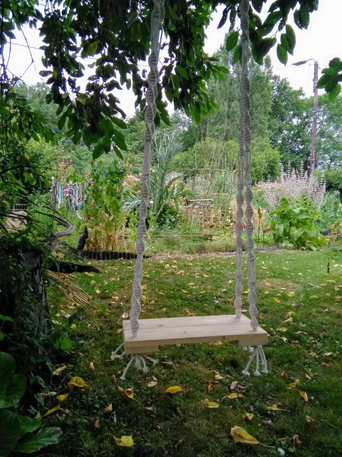 Natural Rope Swing 100% Cotton Macramed Hand Made Wooden - Etsy