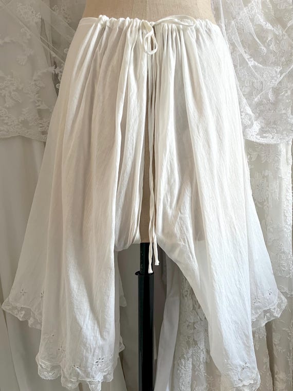 Antique Valenciennes Lace Split Leg Drawers Bloomers - Gem