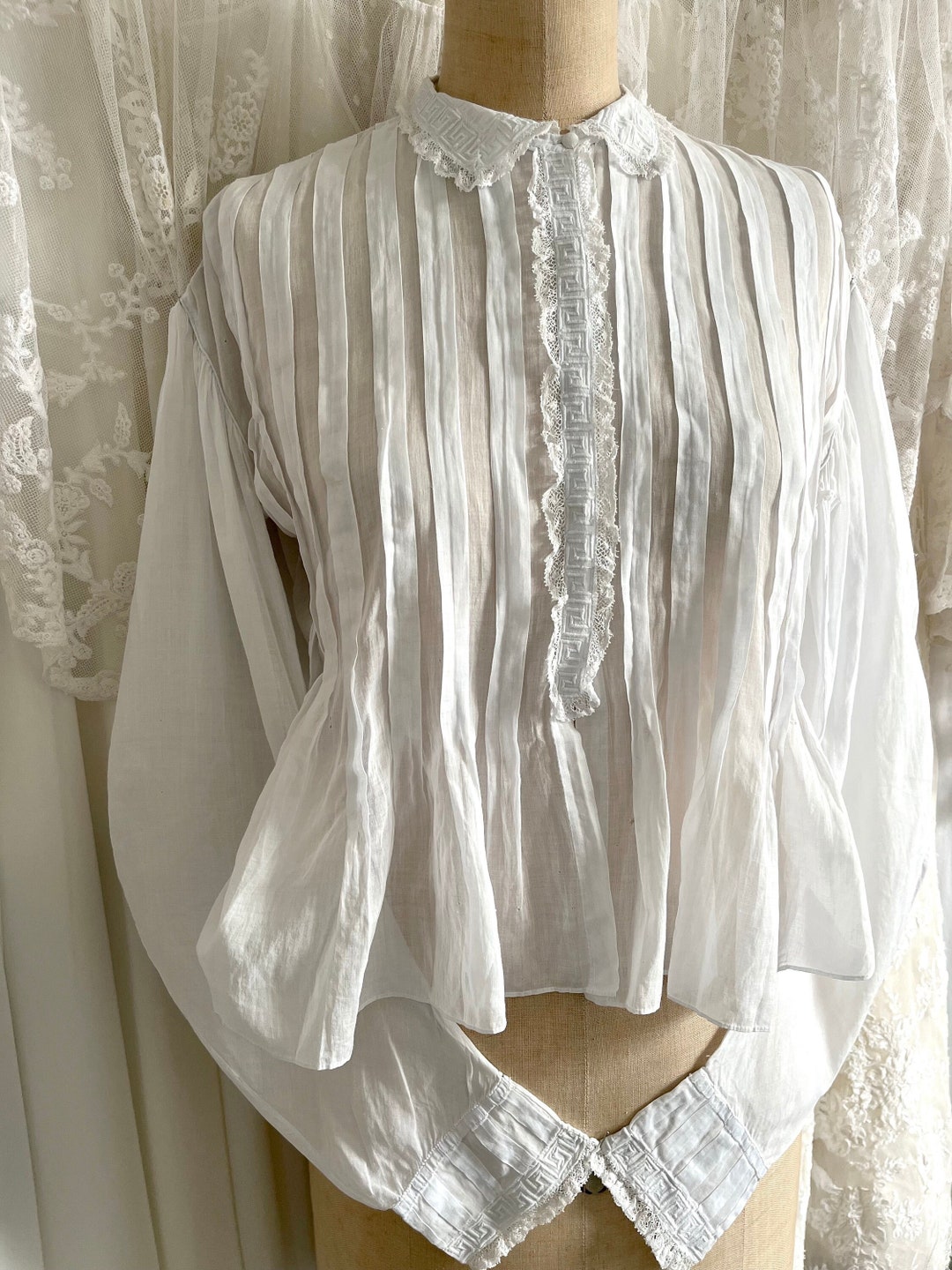 Rare Antique Cotton Box Pleated Blouse - Etsy
