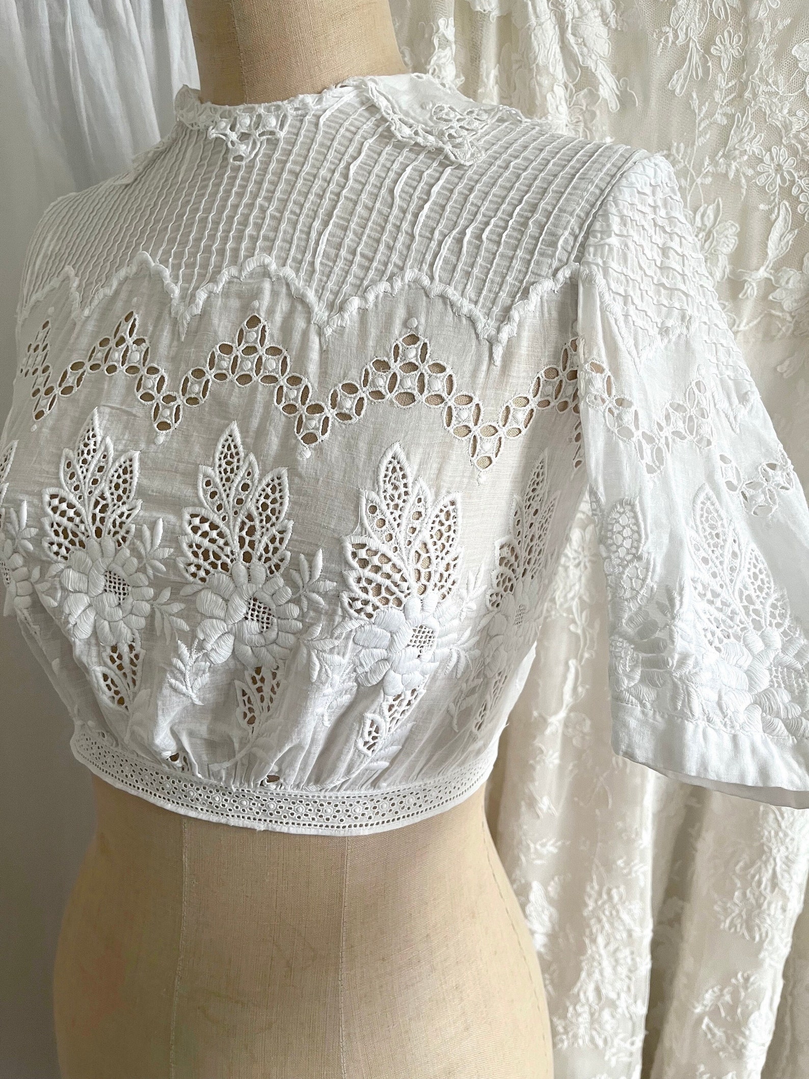 Antique Heavy Machine Embroidered Bodice Blouse - Etsy