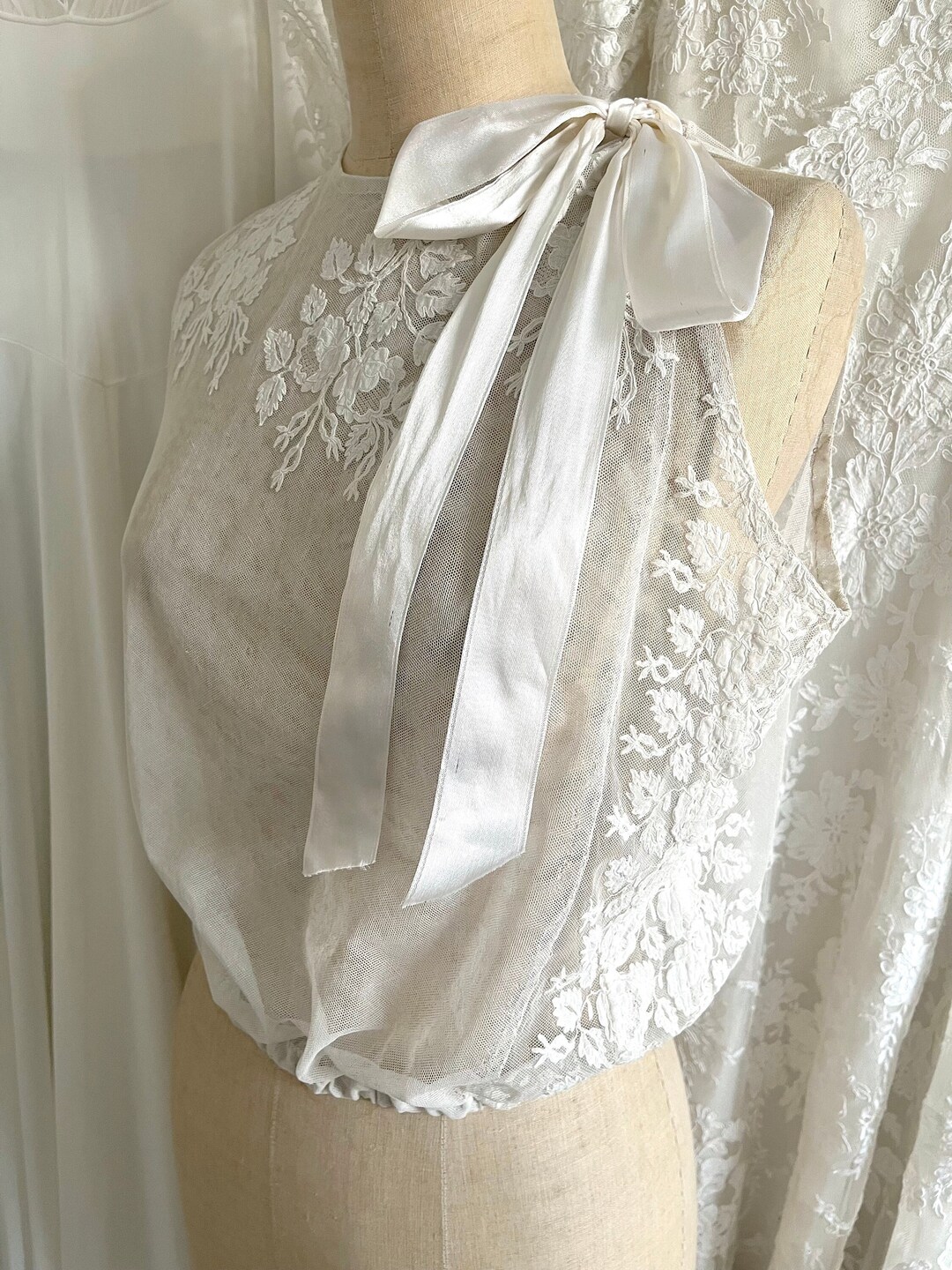 Antique Floral Lace Applique Chemisette - Etsy