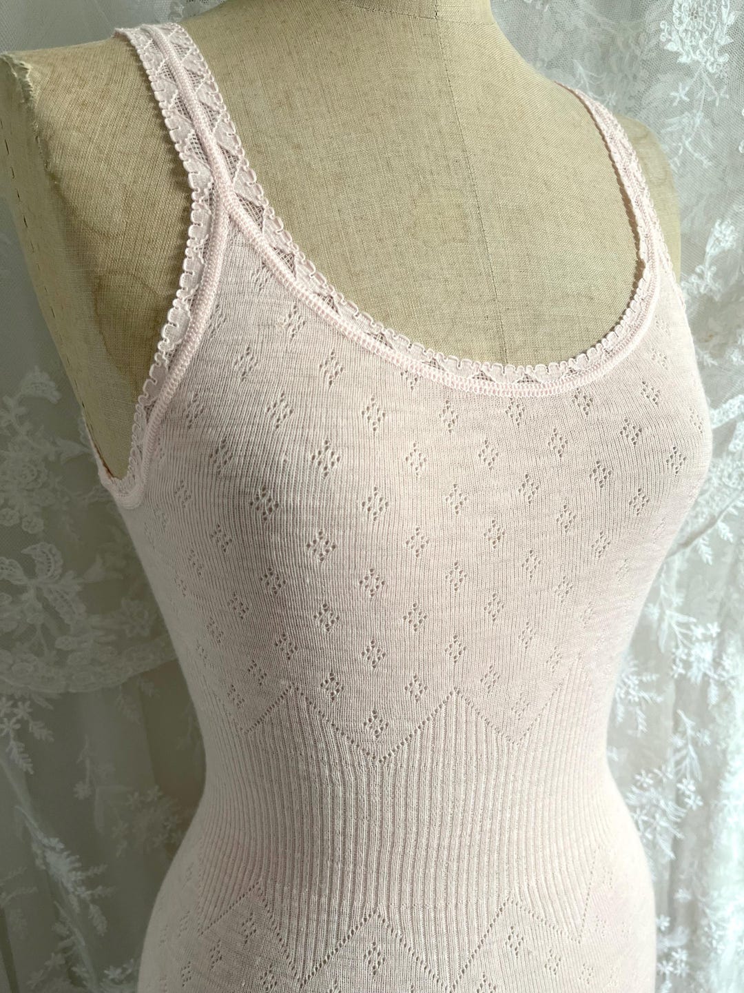 Vintage Baby Pink Longline Wool Blend Camisole. - Etsy