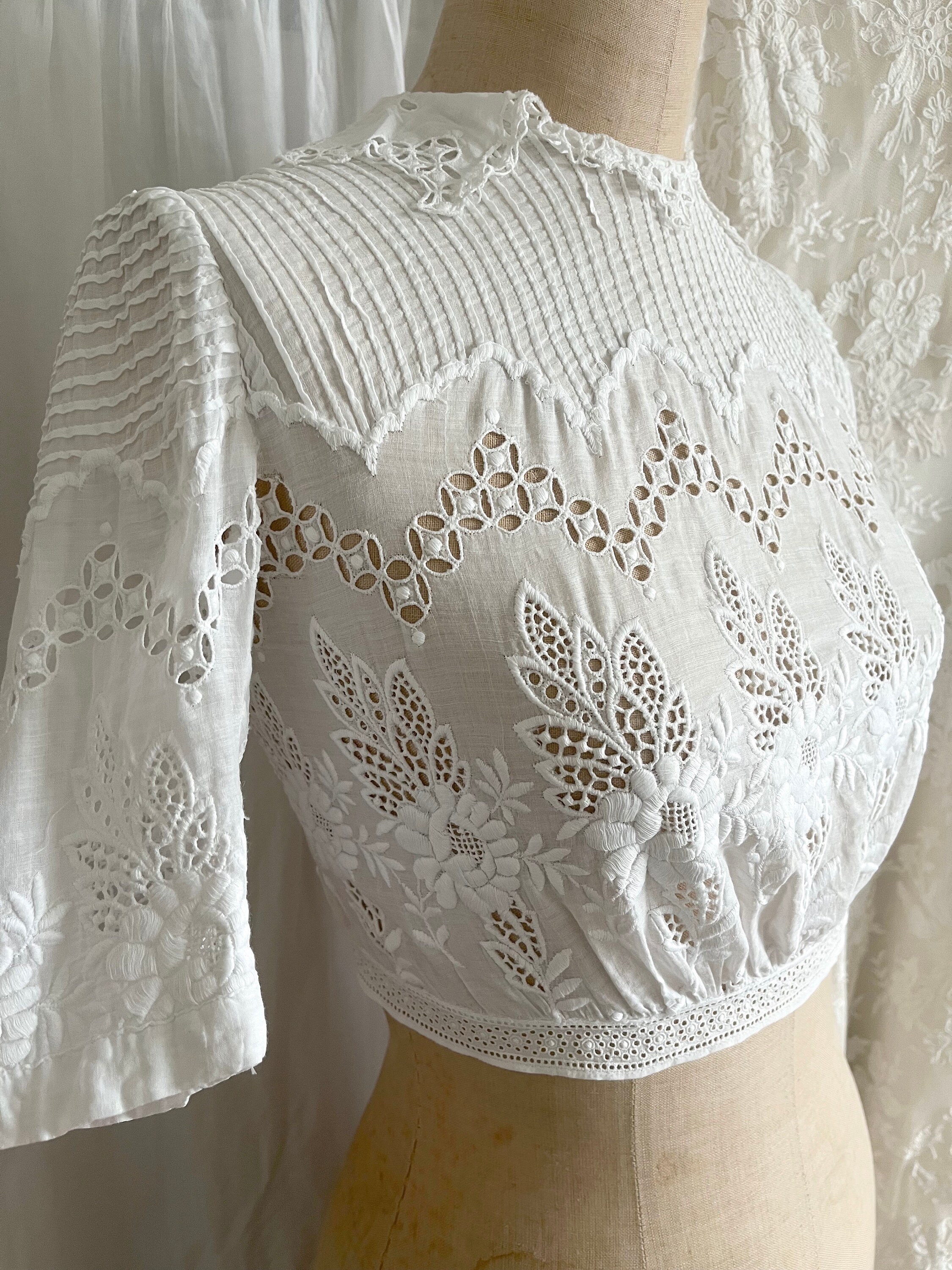 Antique Heavy Machine Embroidered Bodice Blouse - Etsy