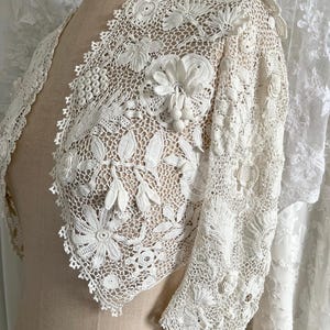 Rare Antique Irish Crochet Lace Cropped Shrug Jacket. Antique Wedding ...