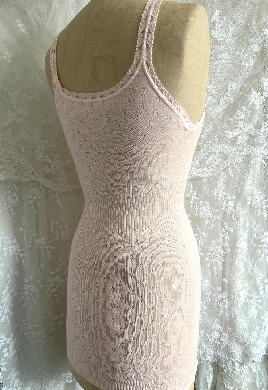 Vintage Baby Pink Longline Wool Blend Camisole. - Etsy