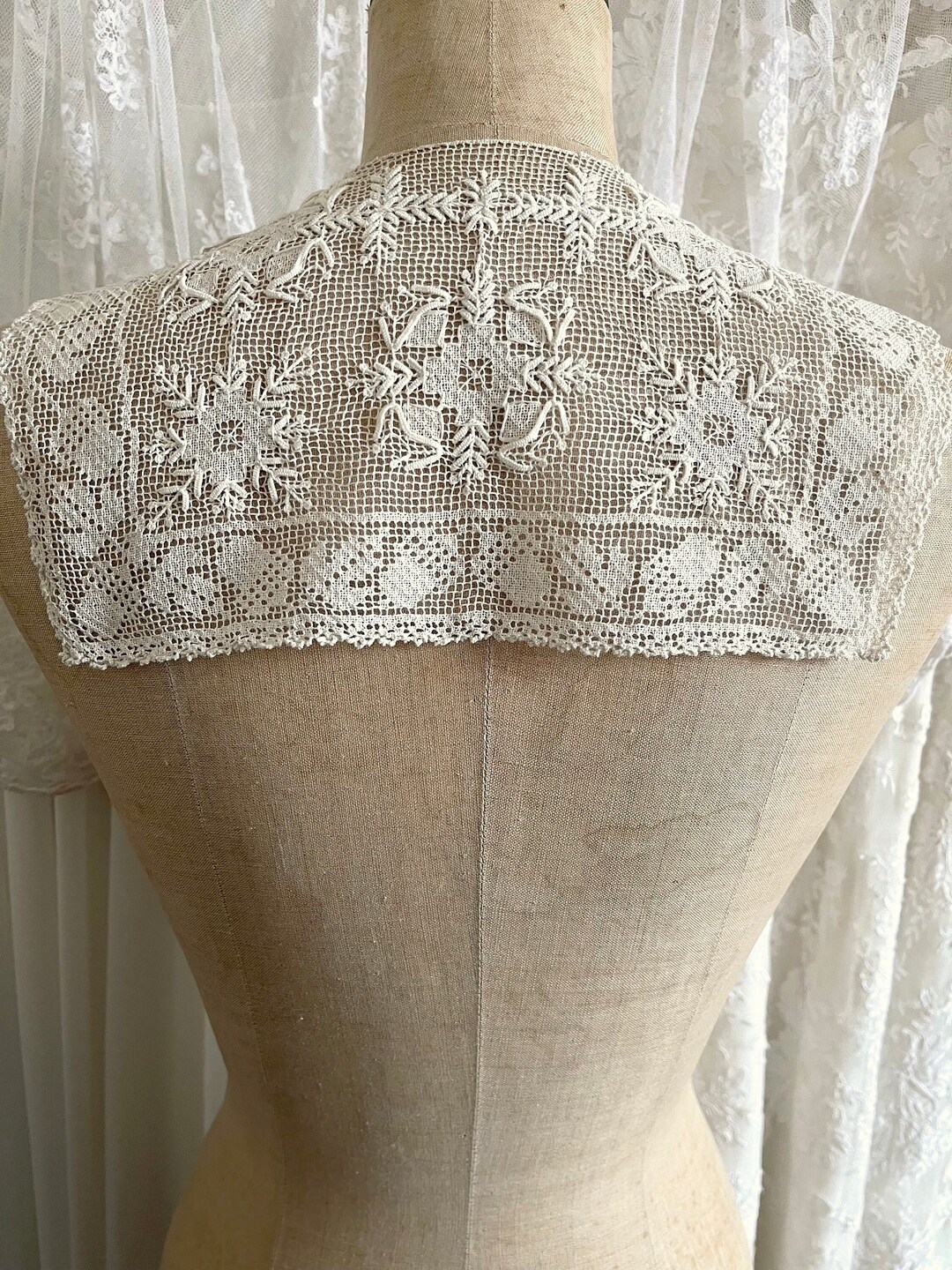 Antique Vintage Filet Lace Set of Two - Etsy