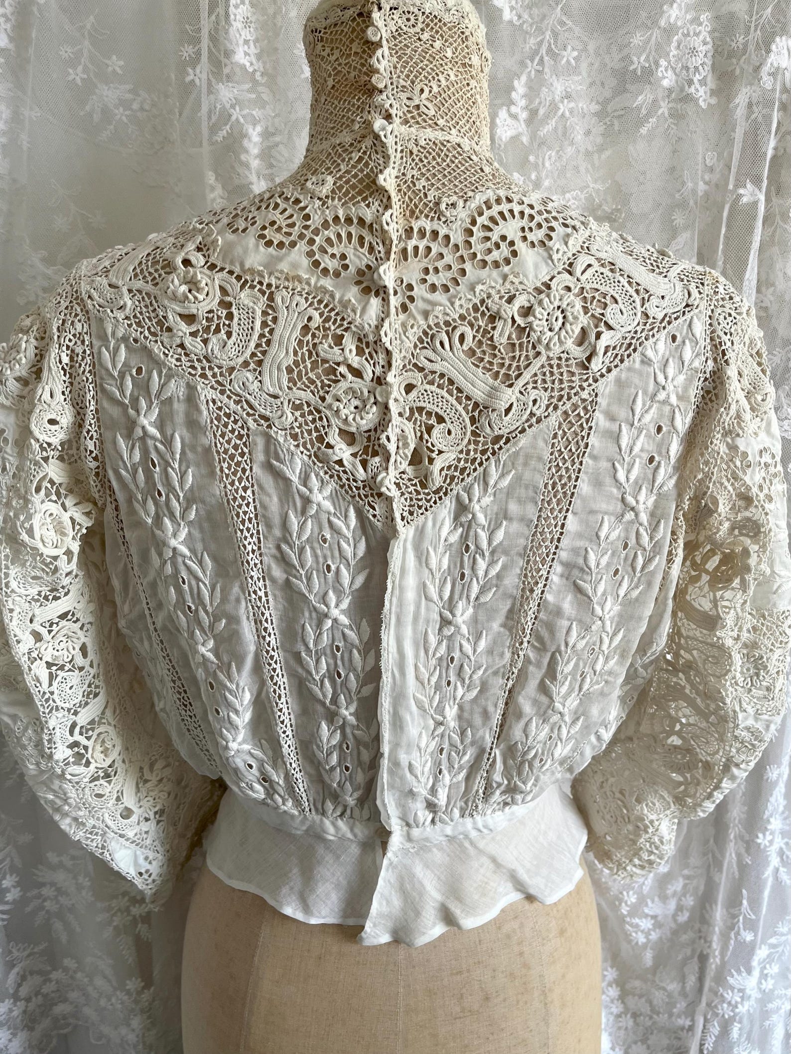 Antique Irish Crochet & Mixed Embroidered Lace Bodice Blouse - Etsy
