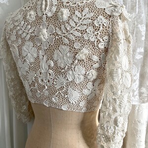 Rare Antique Irish Crochet Lace Cropped Shrug Jacket. Antique Wedding ...