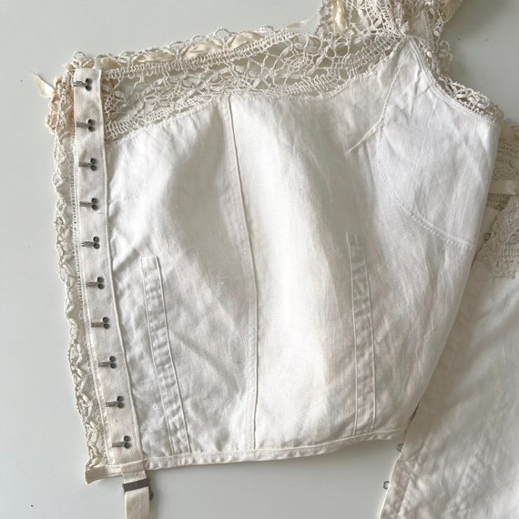 Antique Bodice w/ Silk Ribbon Rosette. Corset Cover B… - Gem