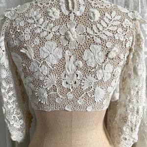 Rare Antique Irish Crochet Lace Cropped Shrug Jacket. Antique Wedding ...