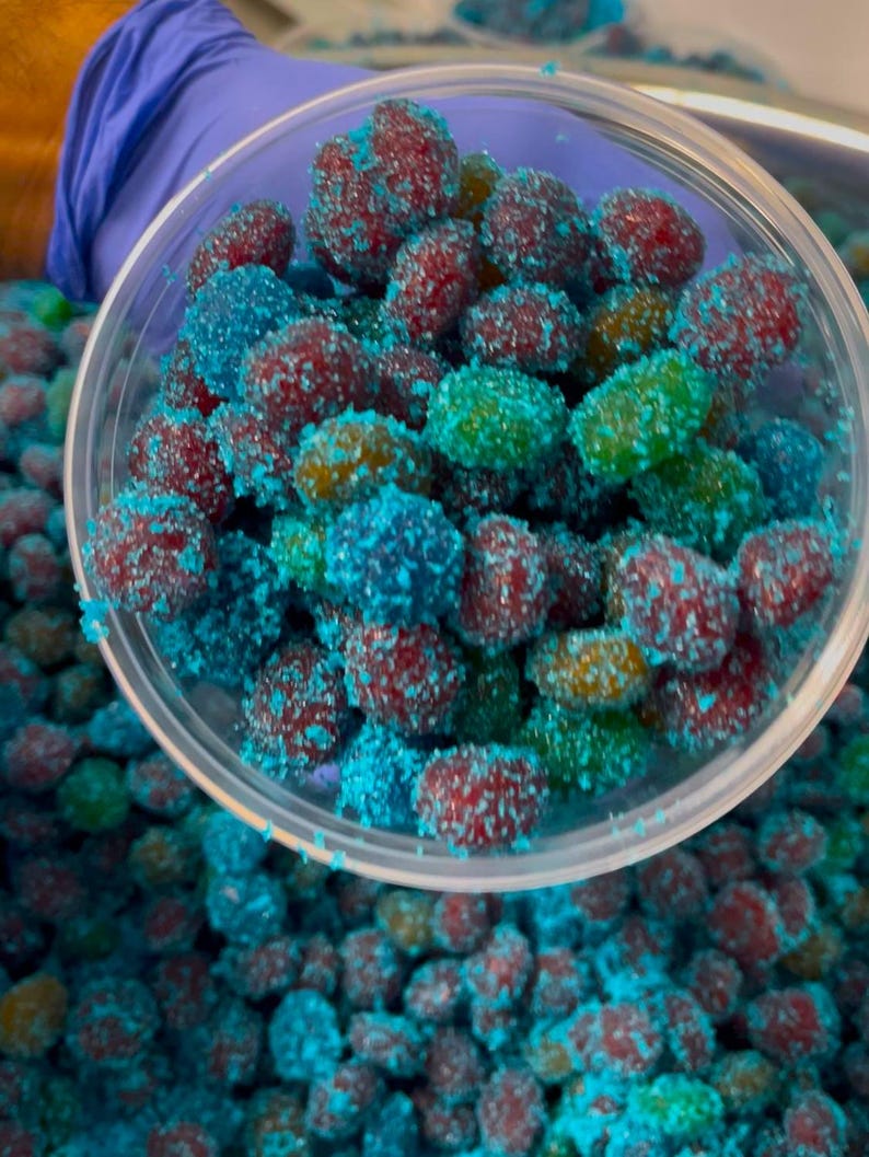 Sour Blue Raspberry Gummy Gushers: Tangy Candy Treat - Etsy