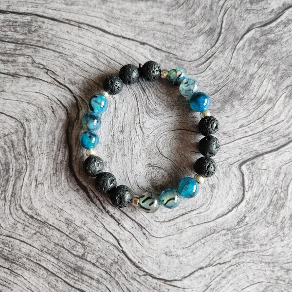 Blue Volcanic Rock Bracelet - Etsy