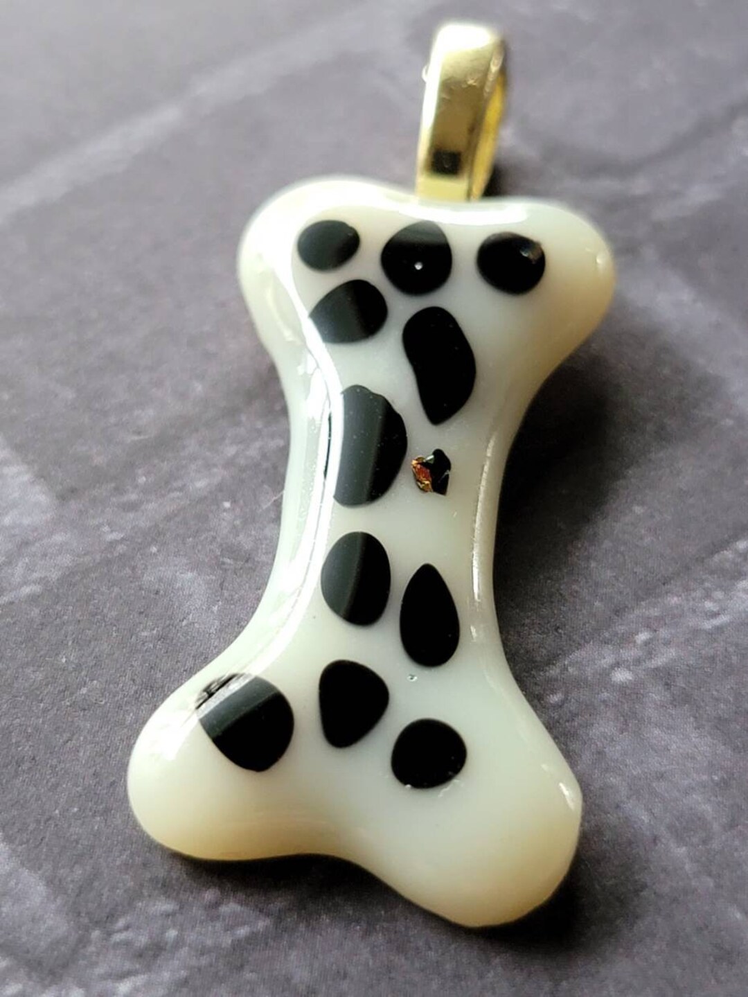 Vintage Porcelain Spotted Dog Bone Pendant Retro Resale - Etsy