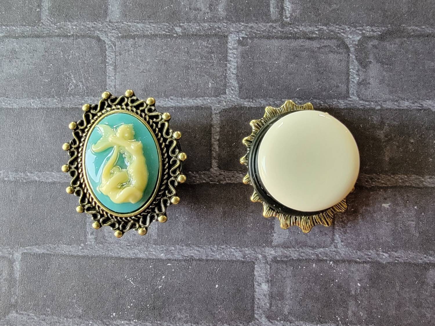 Blue & Ivory 7/8 Victorian Style Cameo Mermaid Stainless Steel - Etsy
