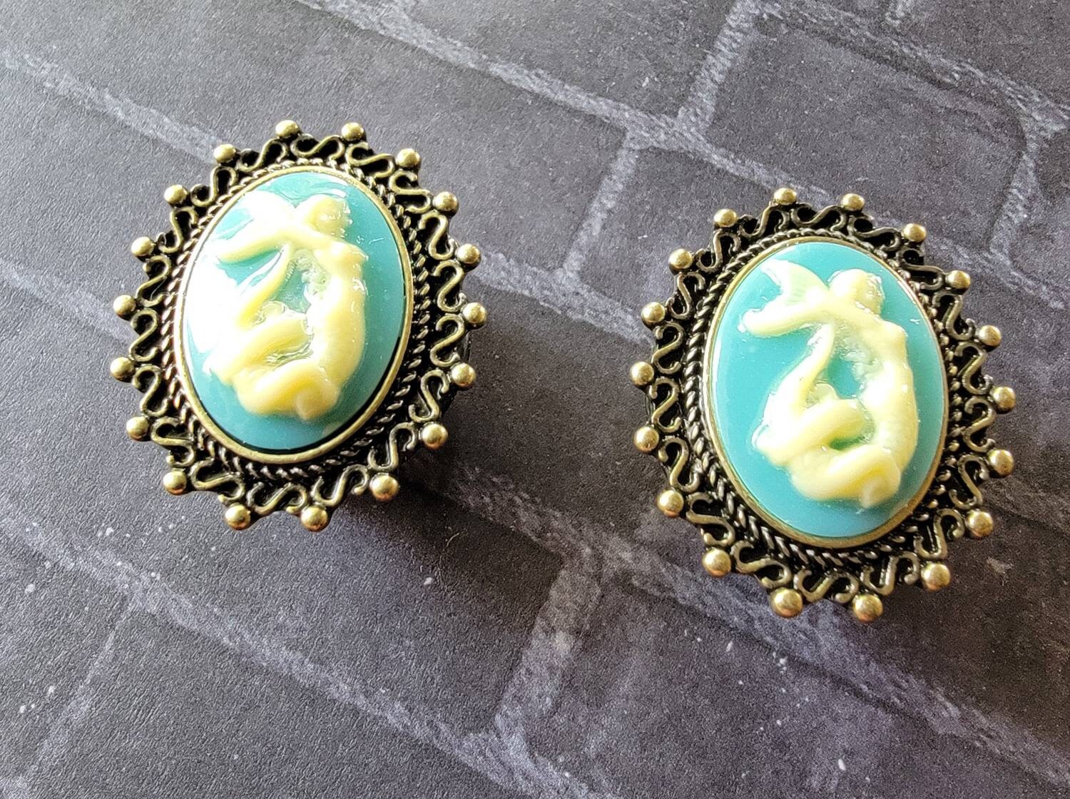 Blue & Ivory 7/8 Victorian Style Cameo Mermaid Stainless Steel - Etsy