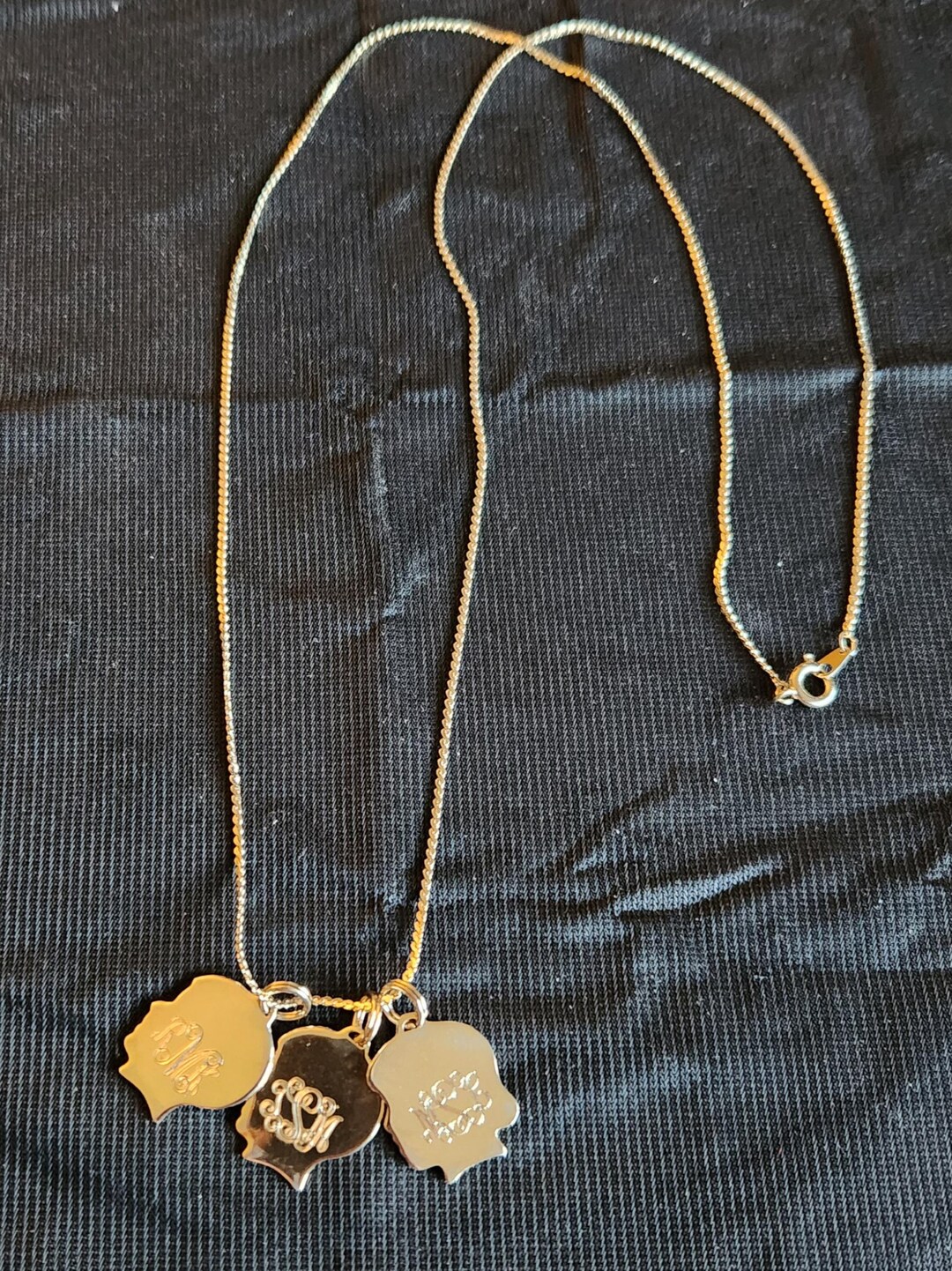 Gold Plated Chain Child Engraved Initials Pendant Necklace Resale - Etsy