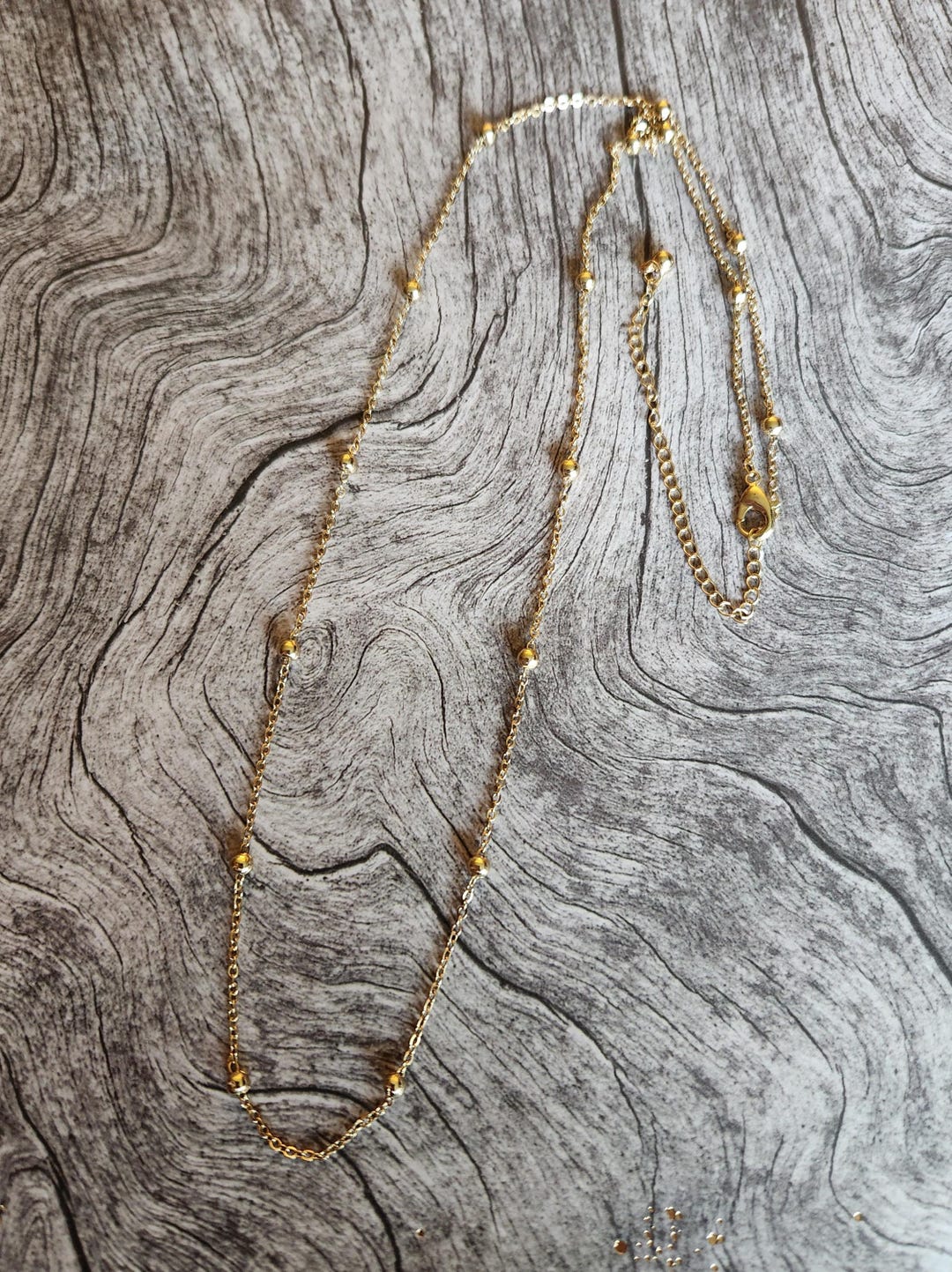 14K Gold Plated Beaded Link Chain Necklace Resale - Etsy