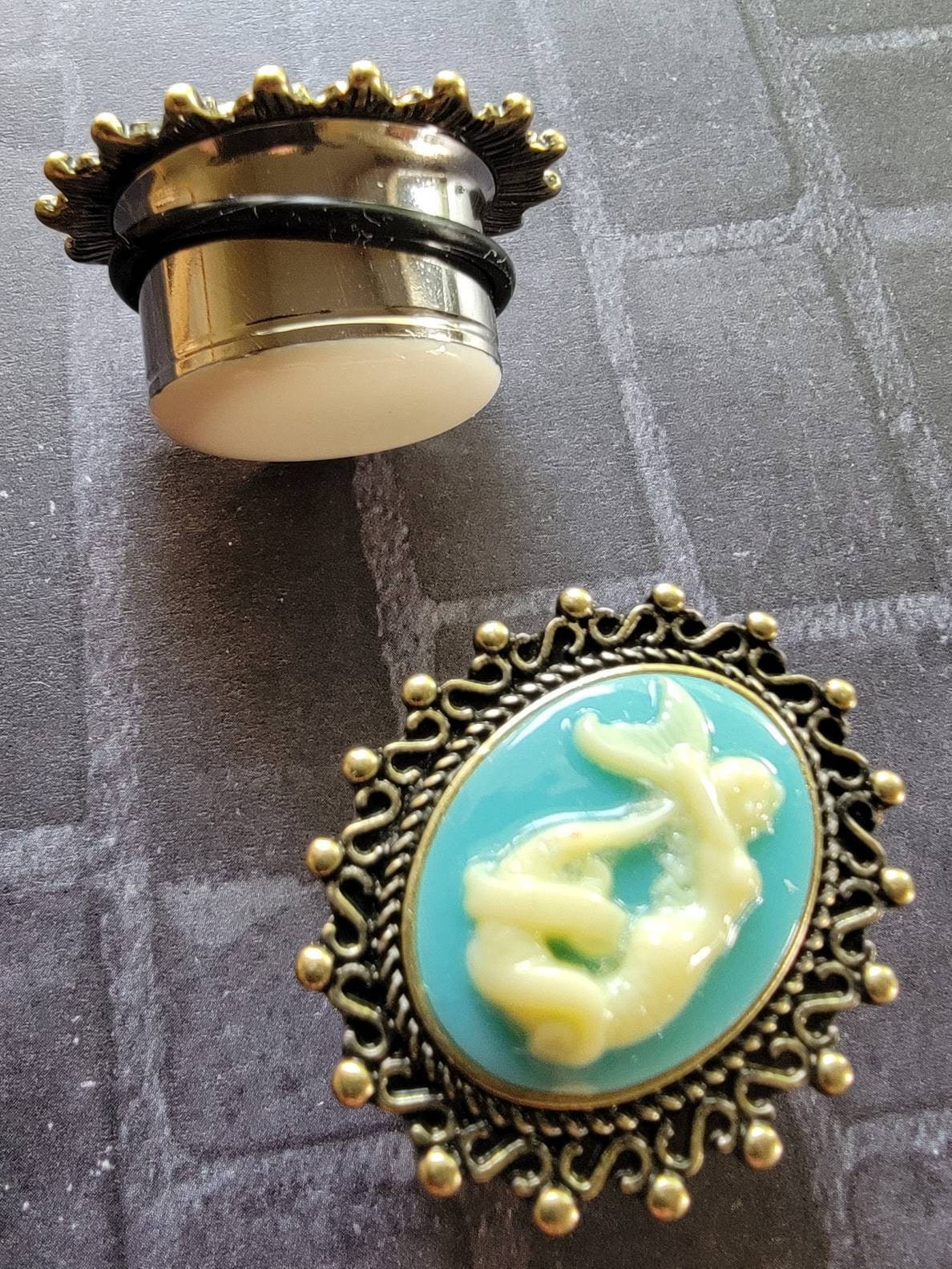 Blue & Ivory 7/8 Victorian Style Cameo Mermaid Stainless Steel - Etsy
