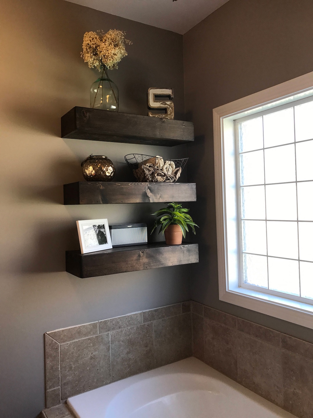 Handmade Rustic Wood Floating Shelf: Farmhouse Wall Decor - Etsy