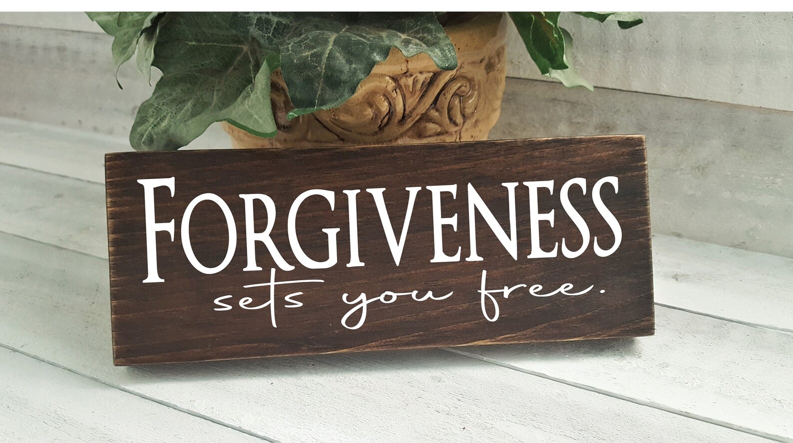 Distressed wood accent sign / Forgiveness sets you free / | Etsy