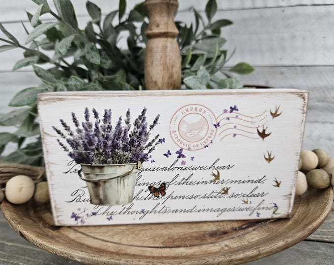 Small Wood Accent Sign / Lavender Pail / Farmhouse / 3.25" X 6.25 ...