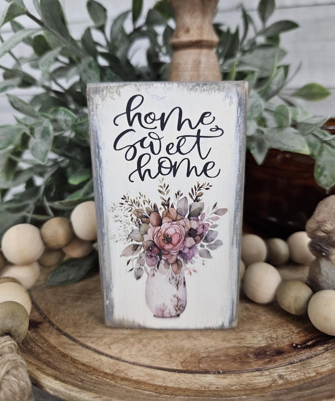 MINI Wood Accent Sign / 2.5 X 4 / Home Sweet Home / Floral / Rustic ...