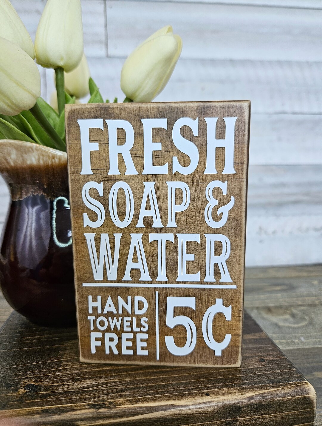 Ready to Ship / Mini Wood Accent Sign / Fresh Soap & Water Hand Towels ...