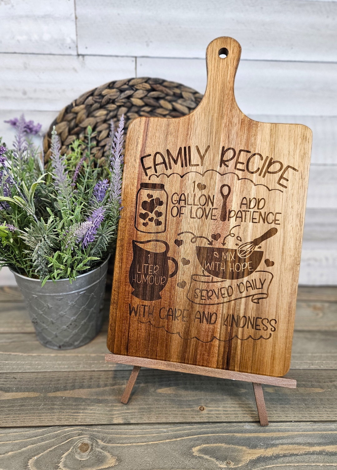 LASER ENGRAVED / Family Recipe / Acacia Wood Cutting Board / Kitchen ...