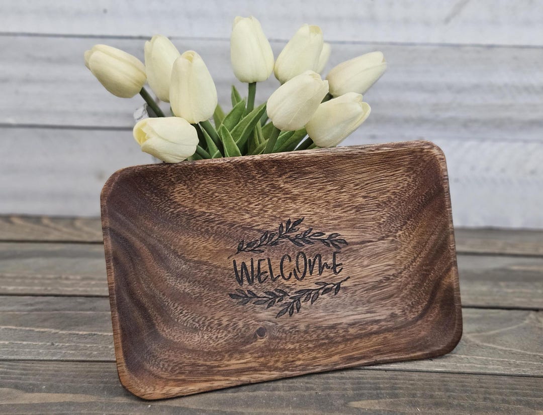Engraved Tray / Acacia Wood / Entryway Tray / Farmhouse / Tray for ...