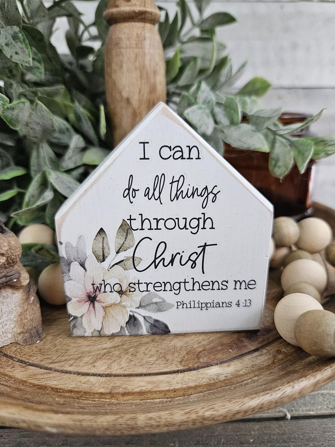 MINI Wood Accent Sign / Tiered Tray / I Can Do All Things / 3" X 3.5 ...