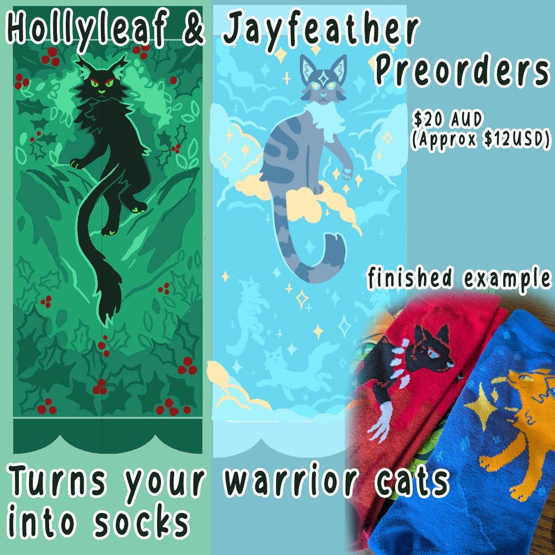 Battle Cat Socks | Jayfeather or Hollyleaf - Etsy