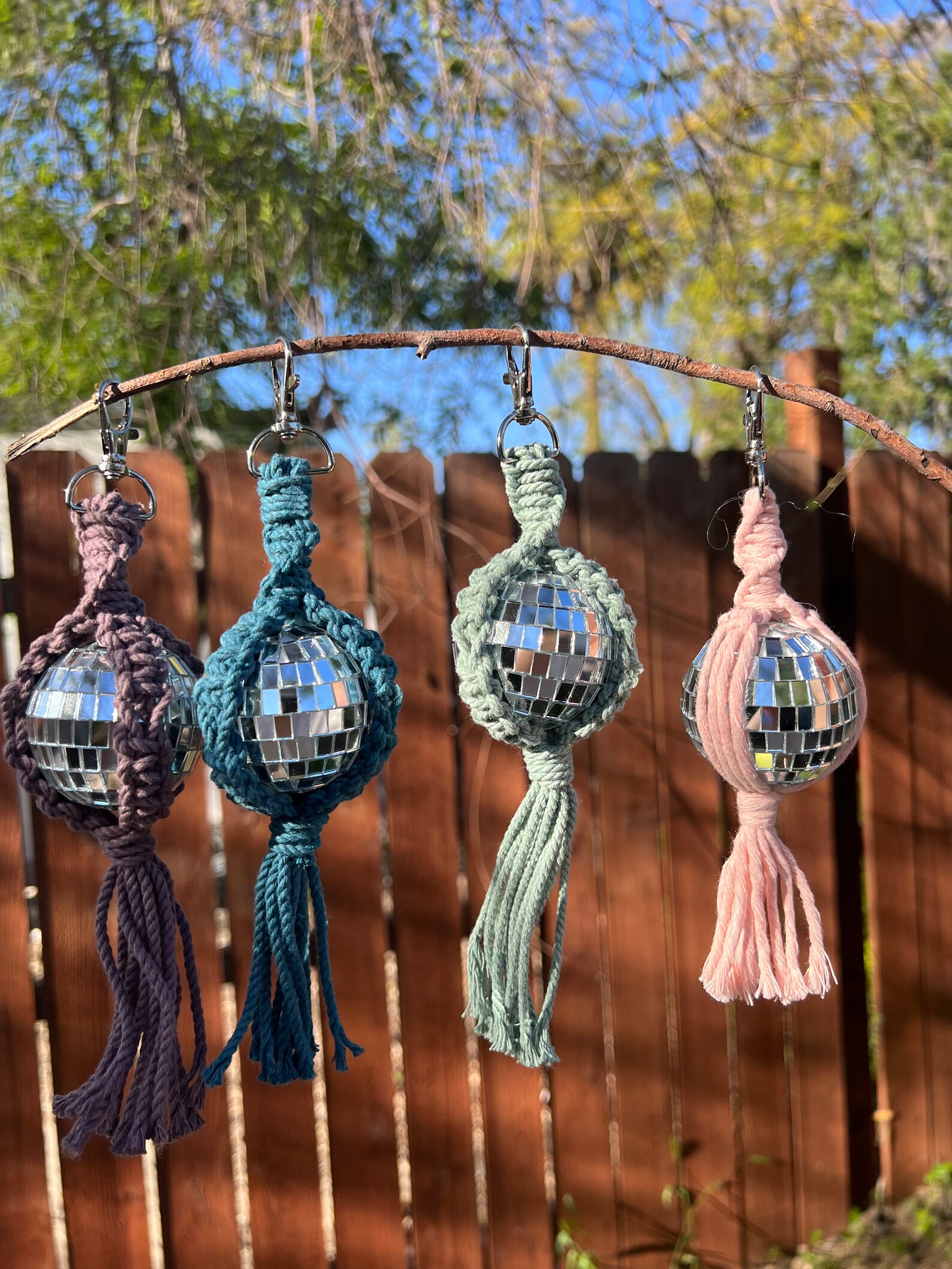 Macrame Disco Ball Keychain - Etsy