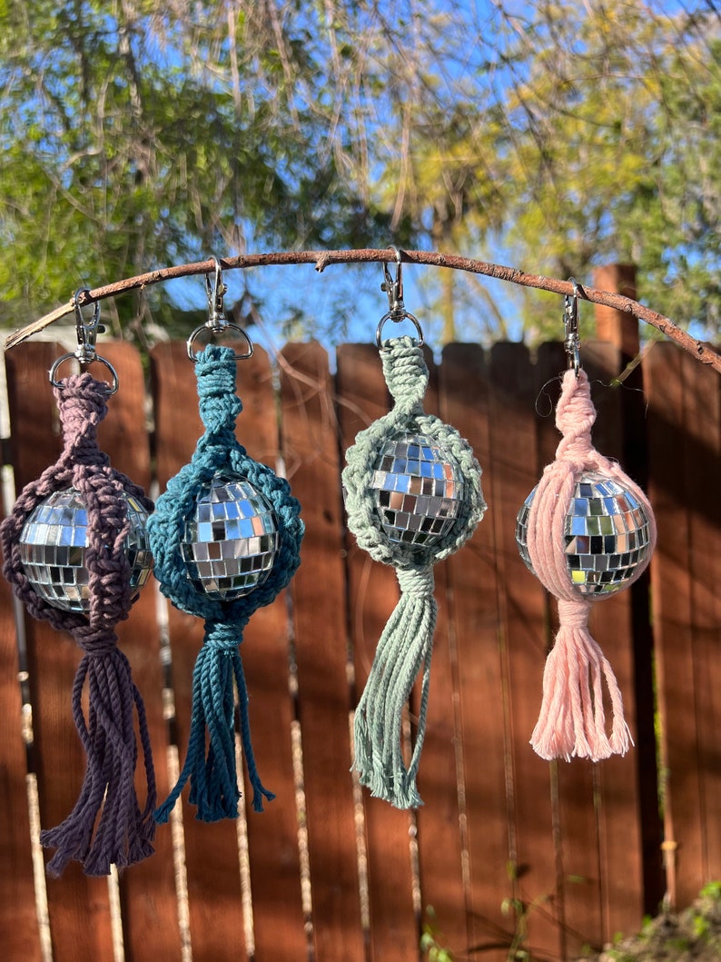 Macrame Disco Ball Keychain - Etsy