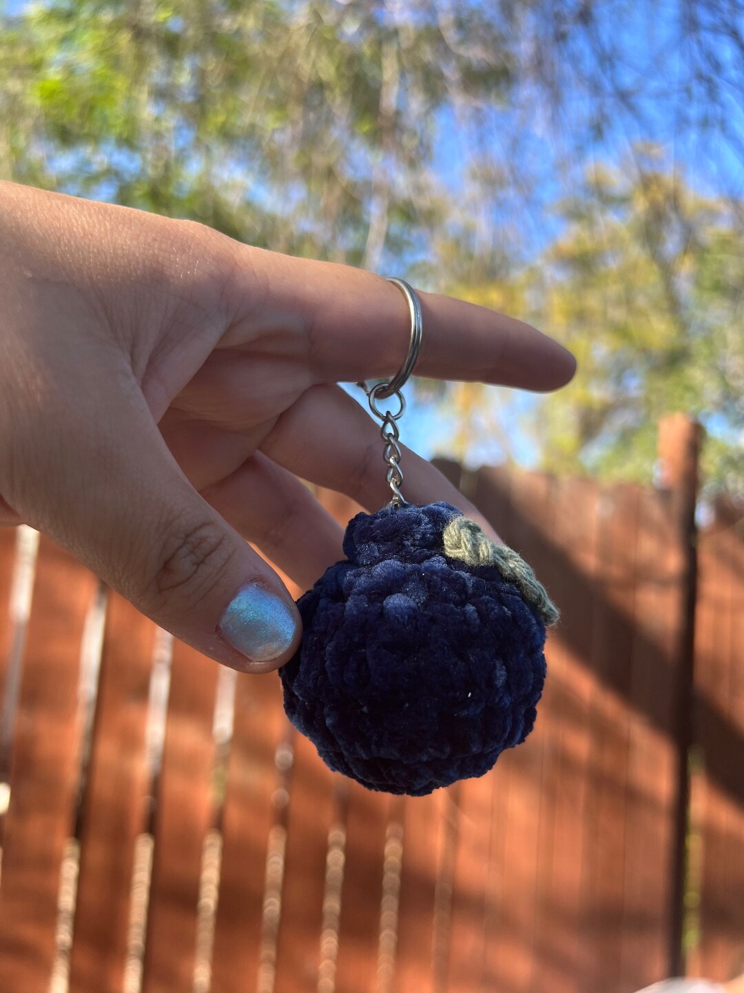 Crochet Blueberry Keychain - Etsy