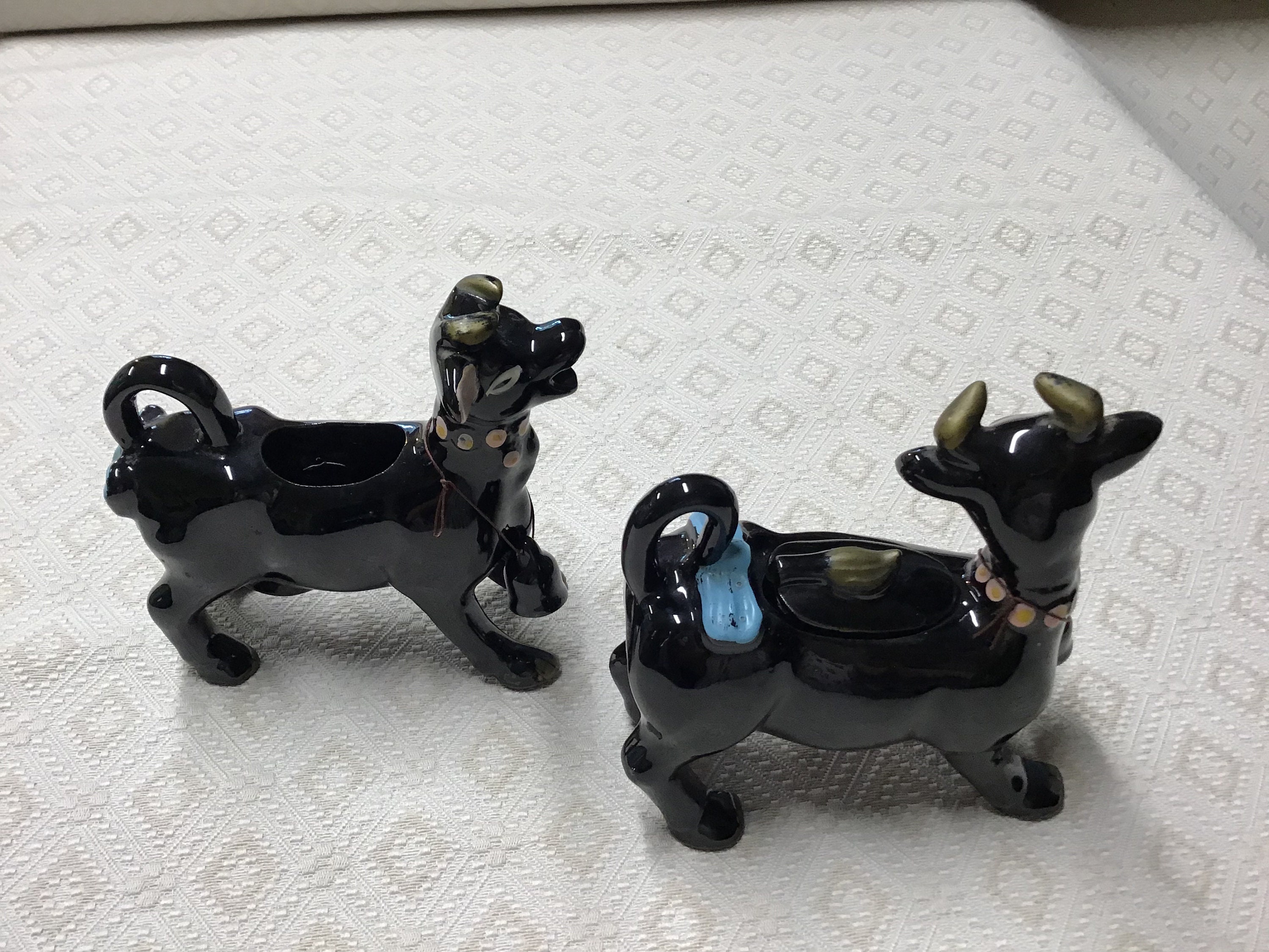 Gorgeous Ceramic Cows so Cute Black With Blue Ribbons - Etsy
