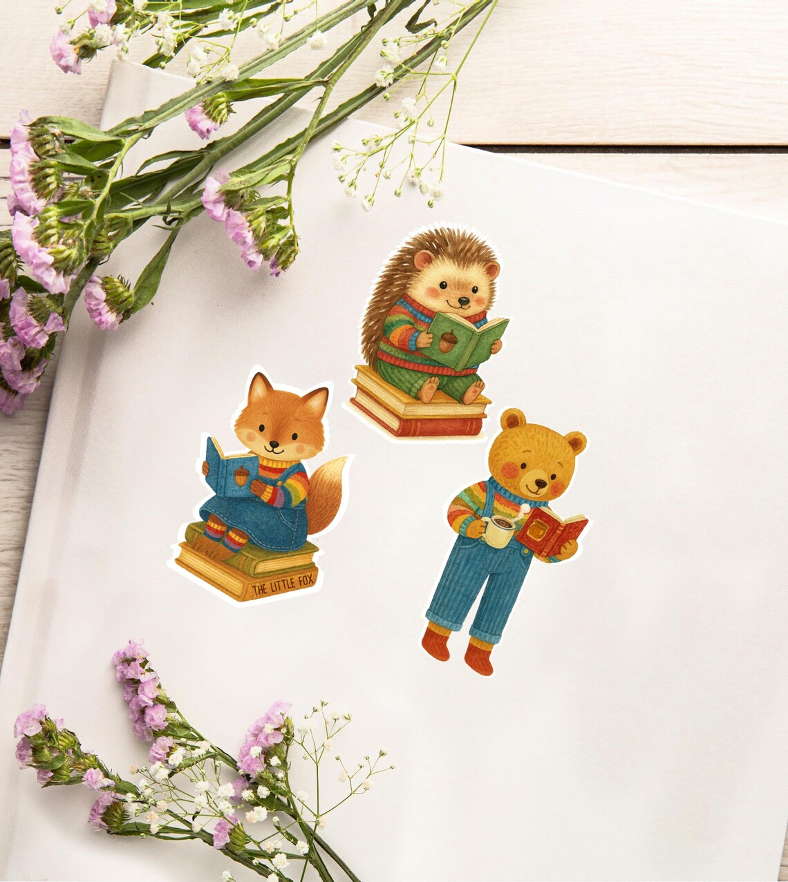 Reading Buddies Sticker Pack: Cottagecore Animal Book Stickers - Etsy
