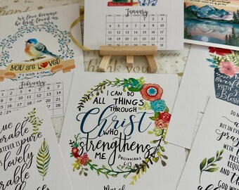 Bible Verse Calendar 2024, Printable PDF, Inspirational Watercolor ...