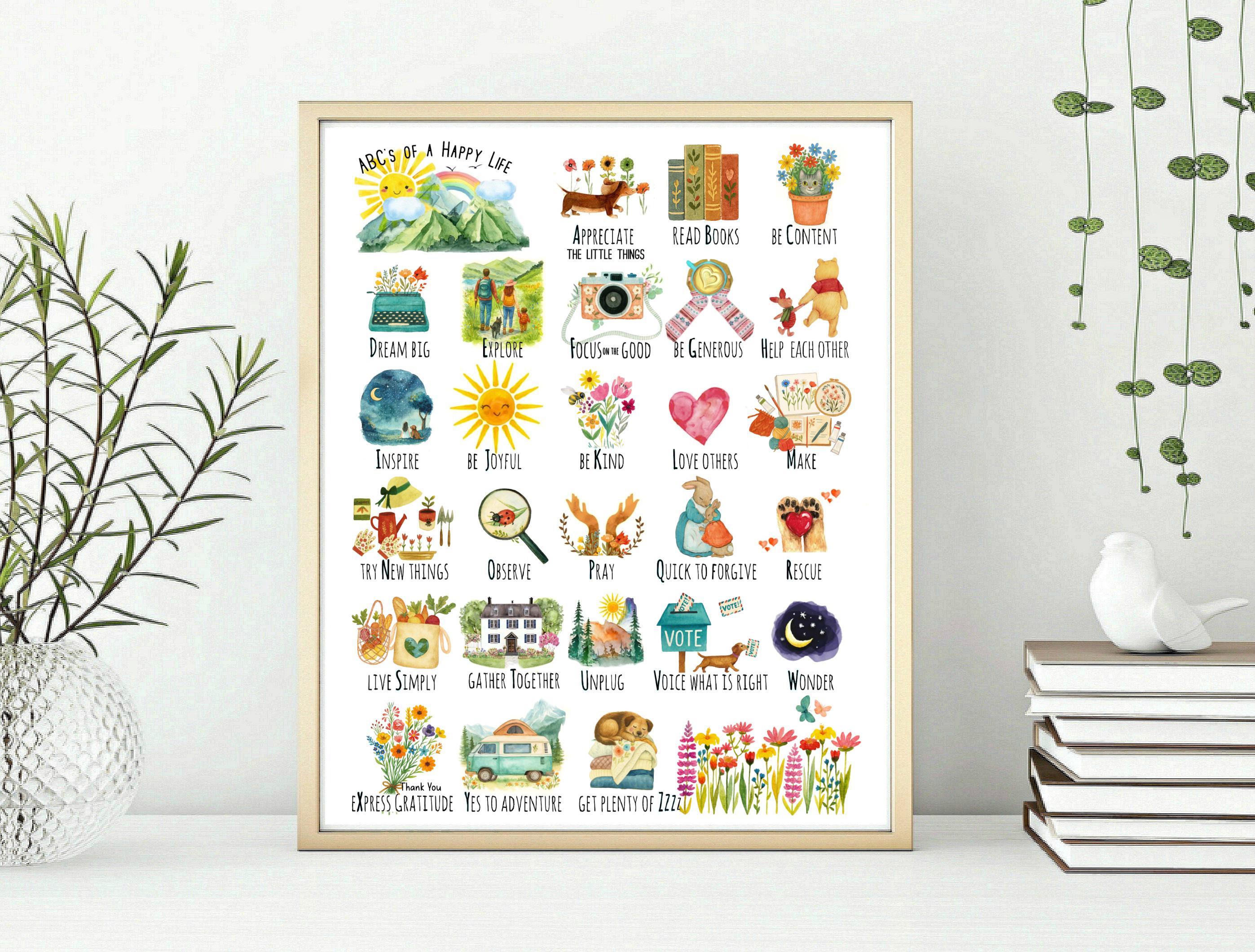 Watercolor Abcs Print: Adventure Alphabet Nursery Art, Abcs of a Happy ...